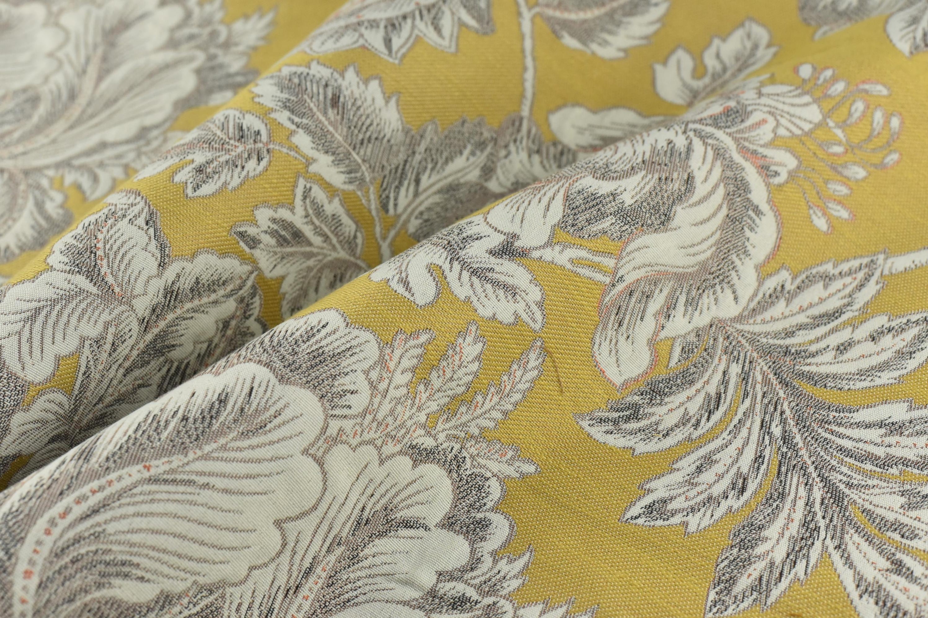 Vintage Large Yellow Floral Jacquard Upholstery Fabric For Chair|Extra ...
