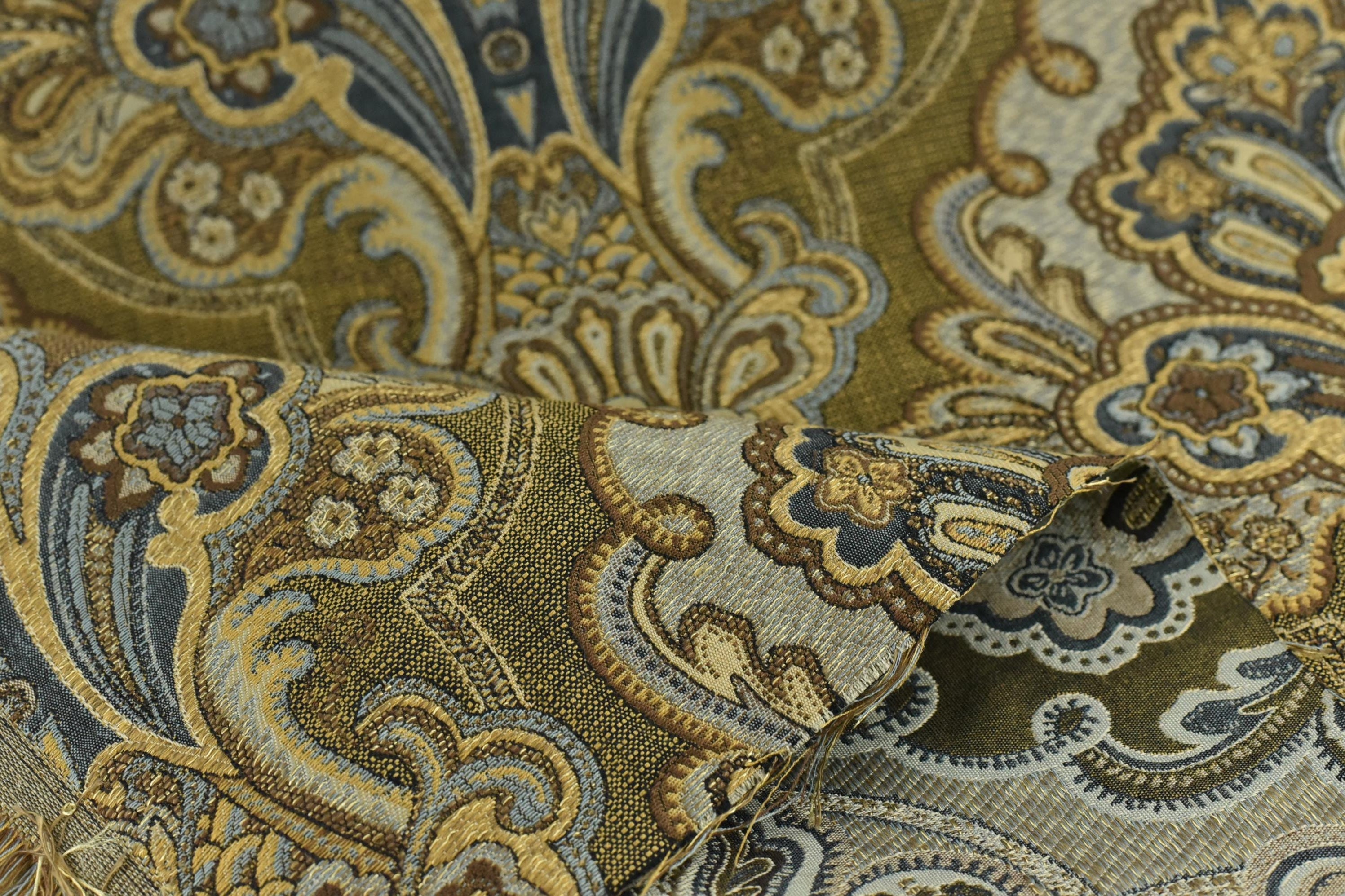 French Country Gold Bronze Traditional Damask Floral Jacquard ...