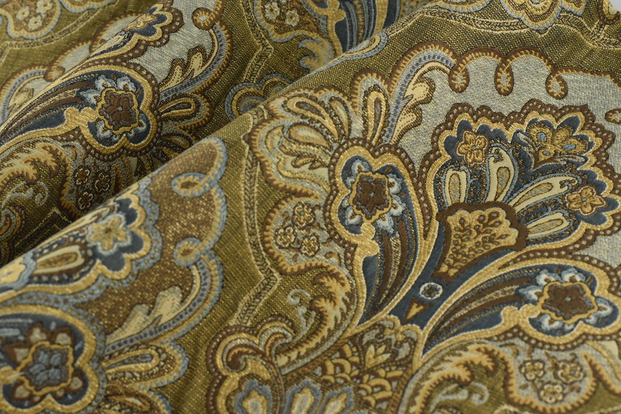 French Country Gold Bronze Traditional Damask Floral Jacquard ...