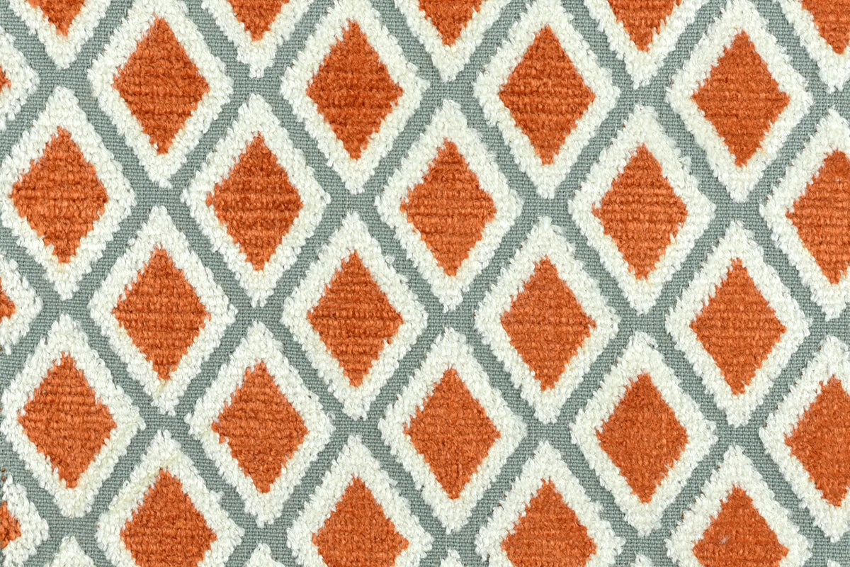 Heavy Weight Orange Raised Diamond Pattern Cut Velvet Upholsetry Fabric ...