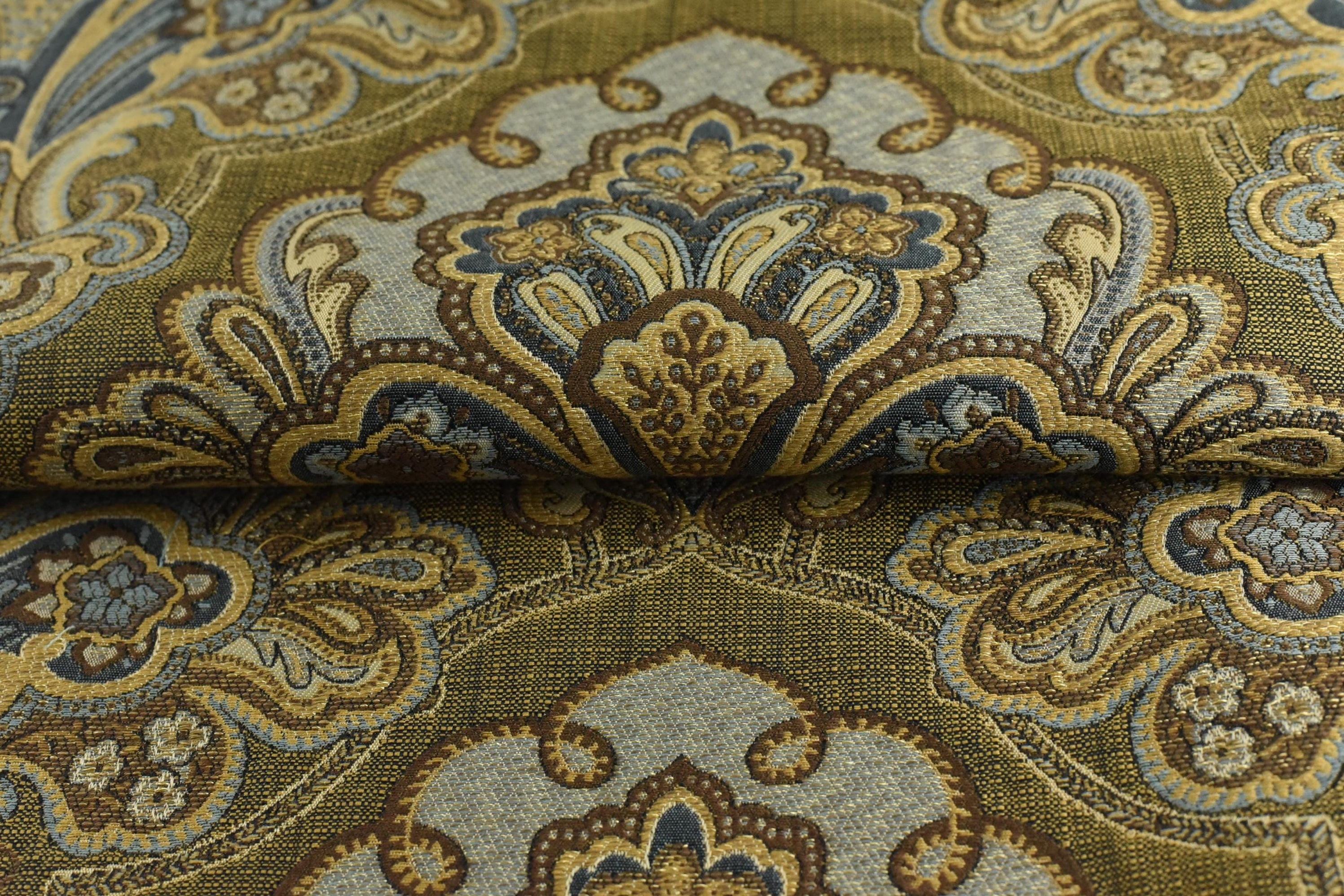 French Country Gold Bronze Traditional Damask Floral Jacquard ...